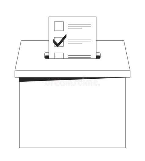 Voting Sheet Inserted Into Ballot Box 2d Line Object Stock Vector