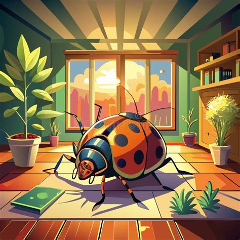 Asian Lady Beetle Bug Sad Lies Room Sun Vector Stock Vector Illustration Of Icon Decoration