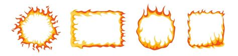 Premium Vector Fire Ring Vector Frame Flame Circle Border
