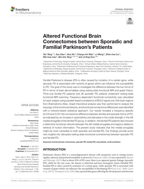 Pdf Altered Functional Brain Connectomes Between Sporadic And