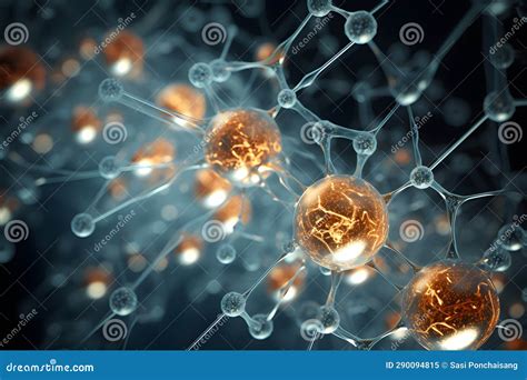 Microscopic Of Neuron Brain Cell Network Interconnected Nerve Cells