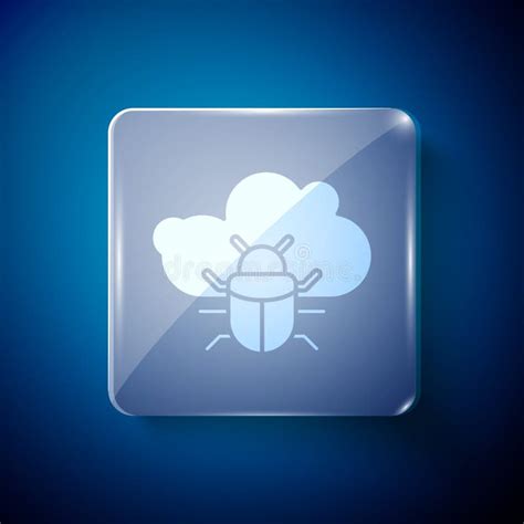 White System Bug On A Cloud Icon Isolated On Blue Background Cloud Computing Design Concept