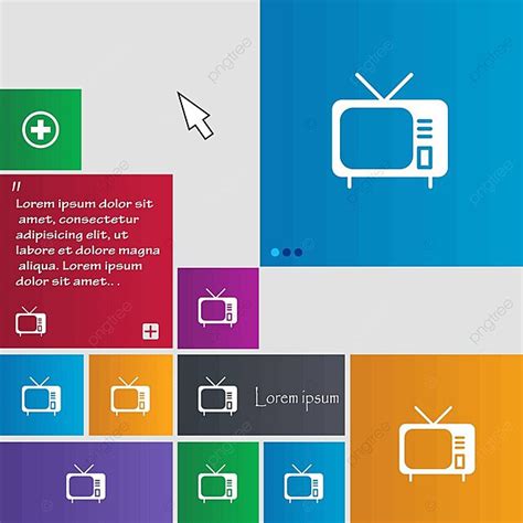 Vectorbased Modern Tv Icon Buttons With Cursor Pointer For Website Interface Vector