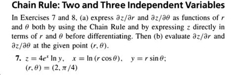 solved chain rule two and three independent variables in exercises 7