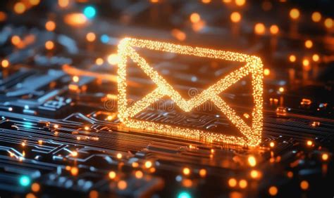 Digital Envelope On Circuit Board Representing Modern Tech Communication And Futuristic Email