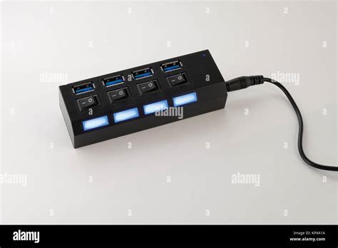 USB Hub With Backlight And Switch Close Up On A White Background Stock Photo Alamy