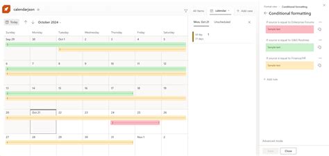 Why Wont My Json Work For Column Formatting To Color Code The Events Calendar On My Ms Teams