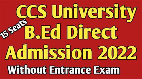 CCS University B Ed Direct Admission 2022 CCS University Meerut YouTube