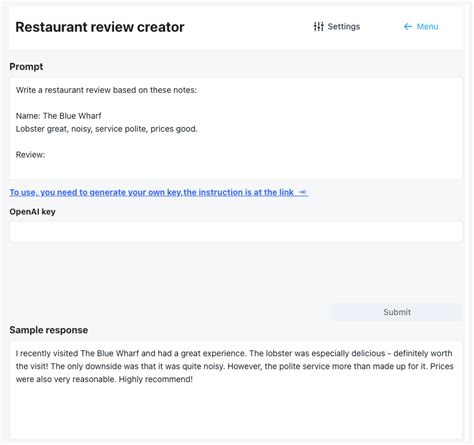 Github Ubos Techubos Template Ai Restaurant Review Creator Ui With