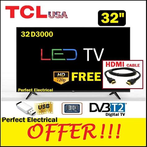 Tcl 32 Inch Led Tv 32d3000 Dvb T2 Digital Tv Dvb T2 [free Hdmi Cable] Mytv Freeview Lazada
