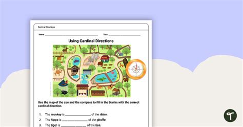 Free Map Skills Worksheet Using Cardinal Directions Teach Starter