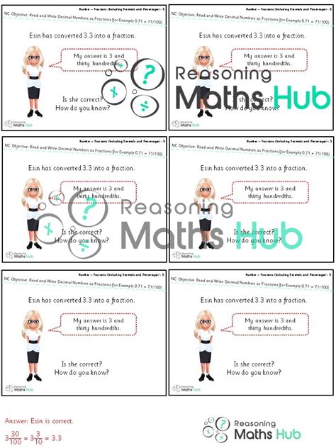 read and write decimal numbers as fractions master the curriculum