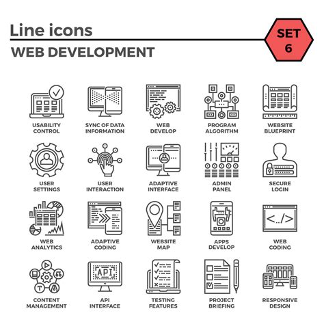 Web Development Thin Line Icon Set By Vector Design Thehungryjpeg