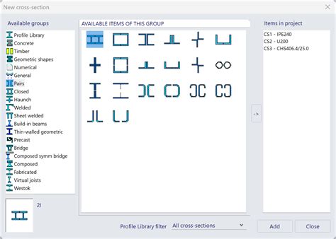 Selecting The Cross Section Type