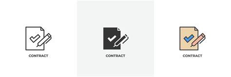 Contract Icon Line Solid And Filled Outline Colorful Version Outline And Filled Vector Sign