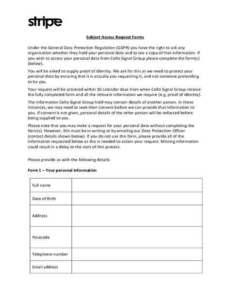 Fillable Online Subject Access Request Forms Fax Email Print PdfFiller