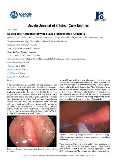 Pdf Endoscopic Appendiccectomy In A Case Of Of Retroverted Appendix