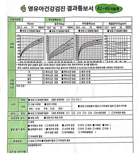 영유아건강검진 결과통보서 48개월 기록 네이버 블로그