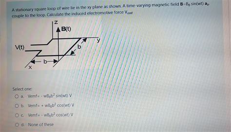 Solved A Stationary Square Loop Of Wire Lie In The Xy Plane Chegg