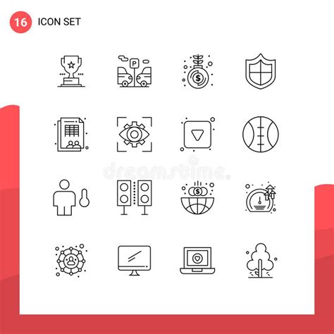 Set Of 16 Modern Ui Icons Symbols Signs For Workforce Sheet