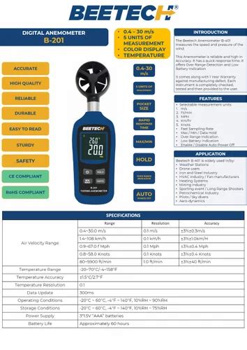 Beetech B 201 Digital Anemometer For Industrial 3 0 3m S At ₹ 1225 Piece In New Delhi