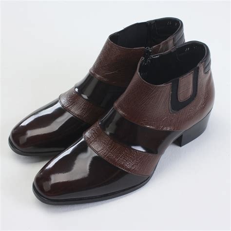 Mens Chic Two Tone High Heel Ankle Boots