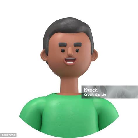 웃는 아프리카 계 미국인 남자 데이비드의 3d 그림 흰색 배경에 사람 캐릭터 일러스트레이션을 렌더링하는 3d 만화 최소 스타일