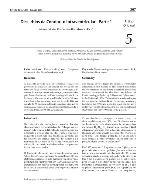 Pdf Distúrbios Da Condução Intraventricular Parte 2 Intraventricular Conduction Disturbance