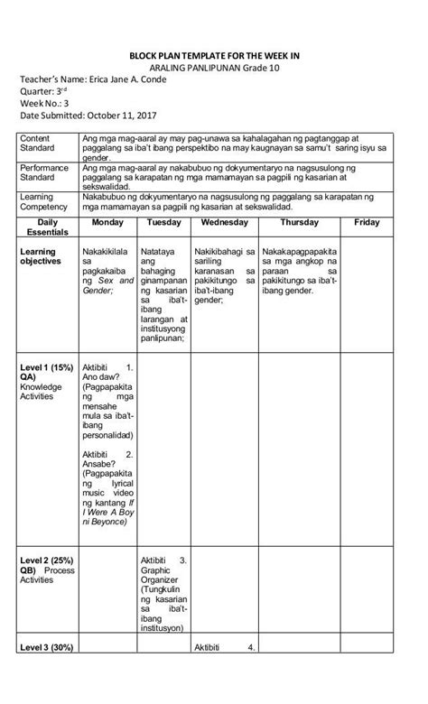 20 Block Lesson Plan Template Simple Template Design