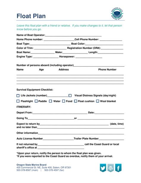 Oregon Float Plan Form Fill Out Sign Online And Download Pdf Templateroller