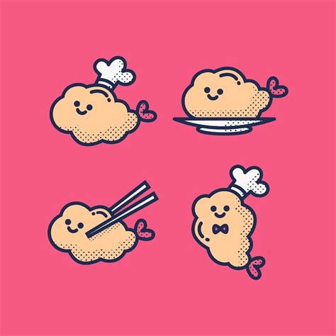 Premium Vector Cute Cartoon Tempura Vector Collection