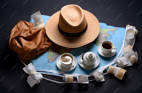 Premium Ai Image Experience An Assemblage Of Maps In A Topdown Travel