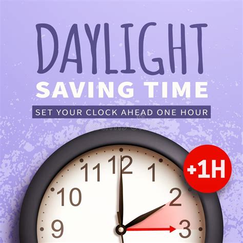 Spring Forward Daylight Saving Time Banner With Realistic 3d Clock Stock Vector Illustration