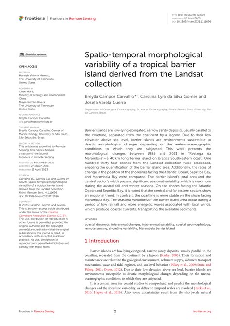 Pdf Spatio Temporal Morphological Variability Of A Tropical Barrier
