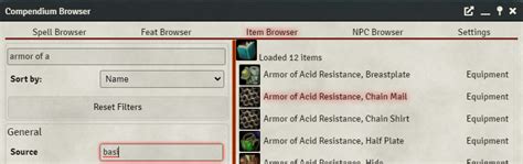 Bug Cant Search Items By Source · Issue 35 · League Of Foundry Developerscompendium Browser