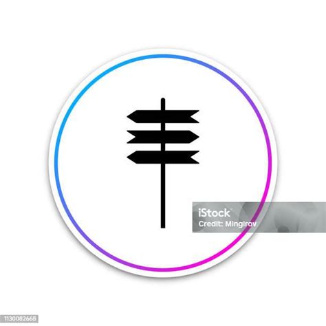 Signpost 아이콘 흰색 배경에 고립 도로 표지판 포인터 기호입니다 동그라미 흰색 버튼 벡터 일러스트 거리에 대한 스톡 벡터 아트 및 기타 이미지 Istock