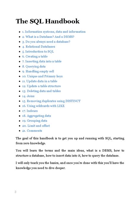 Sql Handbook Notes The Sql Handbook 1 Information Systems Data