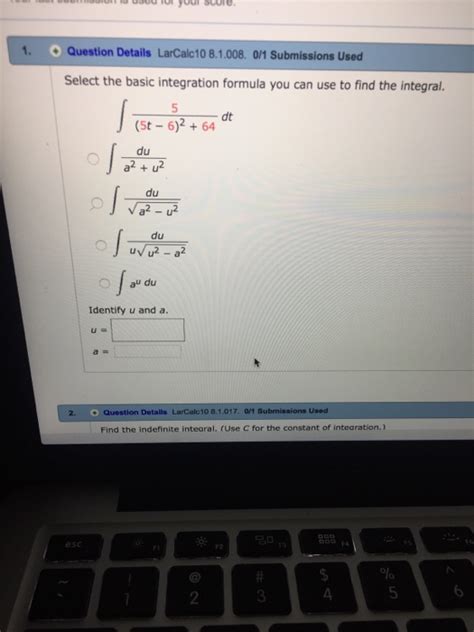 Solved Select The Basic Integration Formula You Can Use To