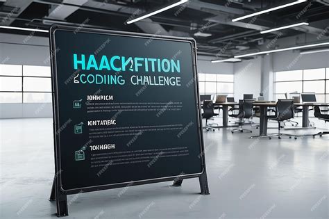 Premium Photo Tech Hackathon Coding Challenge Rules Signage Mockup With Empty Space For