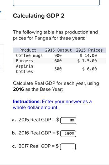 answered calculating gdp 2 the following table has production and
