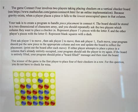 Solved F The Game Connect Four Involves Two Players Taking