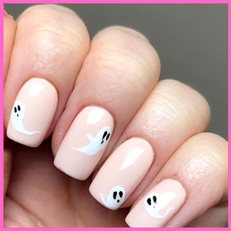 Friendly Ghost Nail Art Cute Halloween Nails Halloween Acrylic Nails