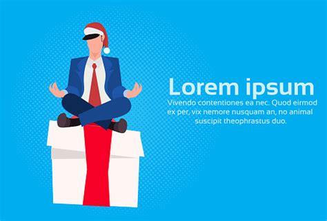 사업 선물 상자 현재 로터스 앉아 빨간 모자를 쓰고 포즈 평면 수평 남성 만화 캐릭터 겨울에 대한 스톡 벡터 아트 및 기타 이미지 겨울 경영자 계절 Istock