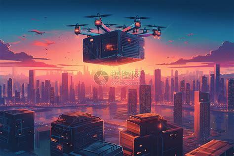 无人机运输技术插画图片下载 正版图片600080688 摄图网