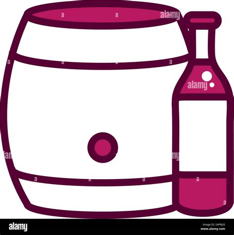 Wine Bottle And Barrel Celebration Drink Beverage Icon Vector