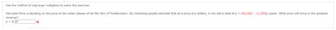 Solved Use The Method Of Lagrange Multipliers To Solve This Chegg