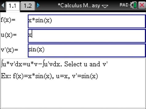 Integration By Parts Step By Step Using The Tinspire Cx Calculus Made Easy