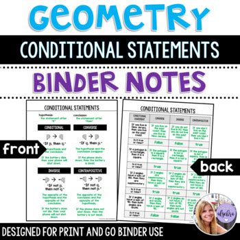 Geometry Conditional Statements Conclusion Hypothesis Binder Notes