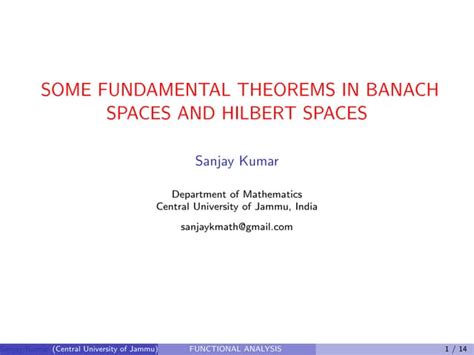 Some Fundamental Theorems In Banach Spaces And Hilbert Spaces Pdf