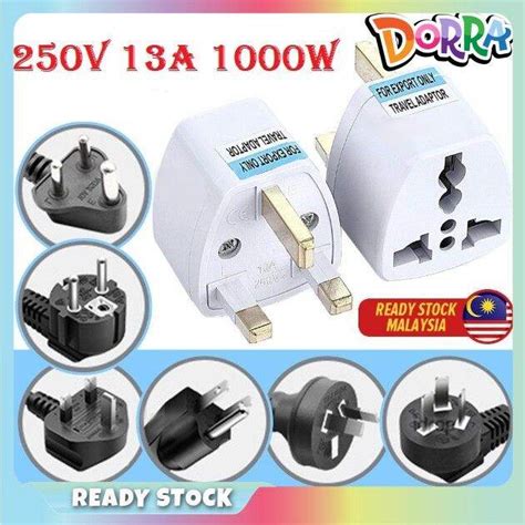 3 Pin Universal Adapter Plug Head Uk 3 Pin Malaysia Socket Us Eu Au To